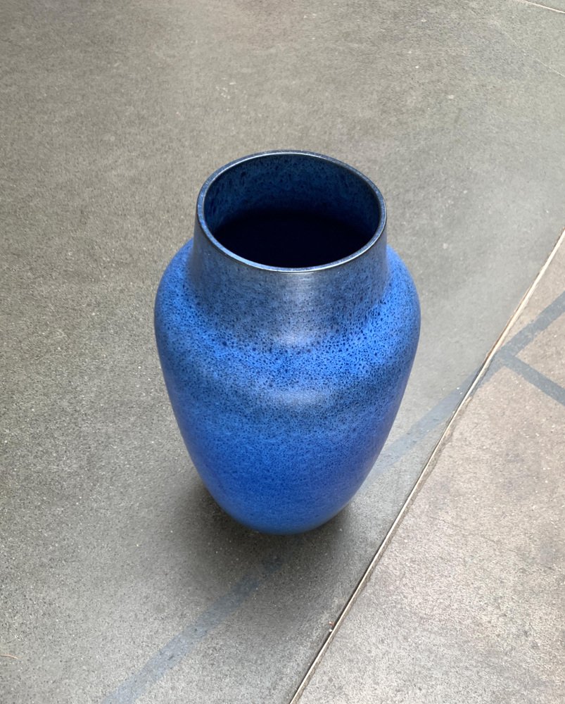 Large Mid-Century German Studio Pottery Blue Floor Vase from Bückeburg ...