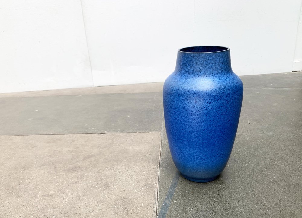 Large Mid-Century German Studio Pottery Blue Floor Vase from Bückeburg ...