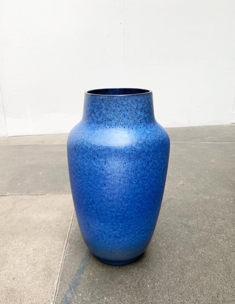 Large Mid-Century German Studio Pottery Blue Floor Vase from Bückeburg ...