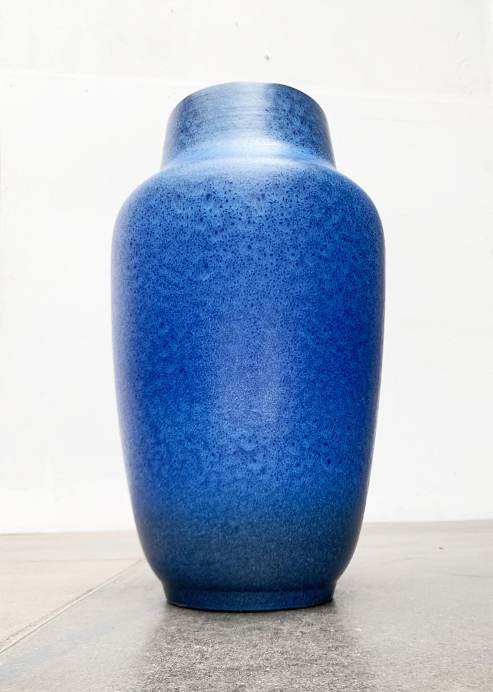 Large Mid-Century German Studio Pottery Blue Floor Vase from Bückeburg ...
