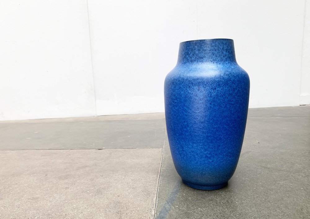 Large Mid-Century German Studio Pottery Blue Floor Vase from Bückeburg ...