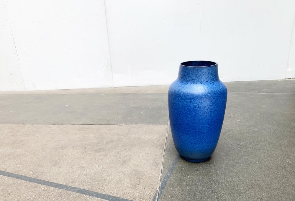 Large Mid-Century German Studio Pottery Blue Floor Vase from Bückeburg ...