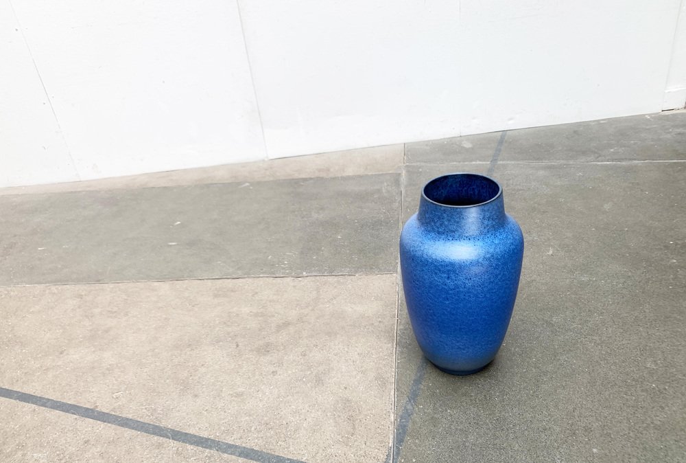 Large Mid-Century German Studio Pottery Blue Floor Vase from Bückeburg ...