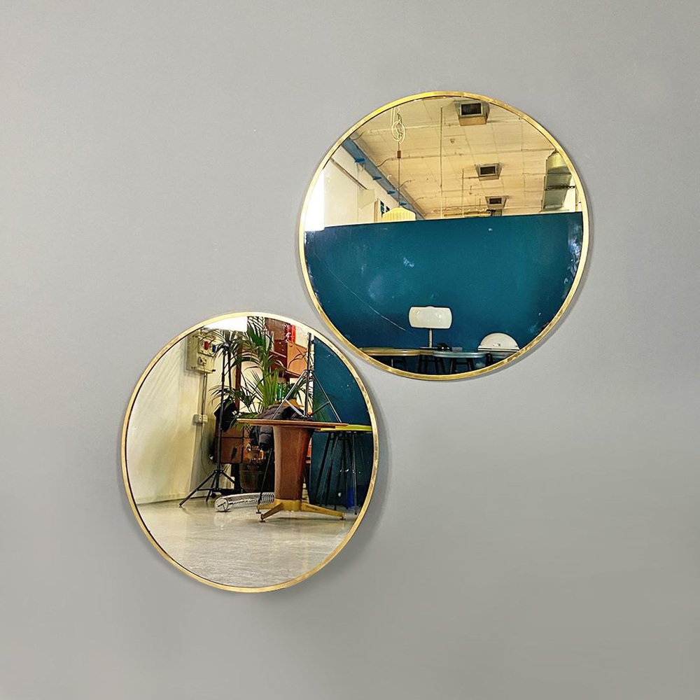 Mid-Century Modern Italian Round Brass Mirrors, 1950s, Set of 2 for ...