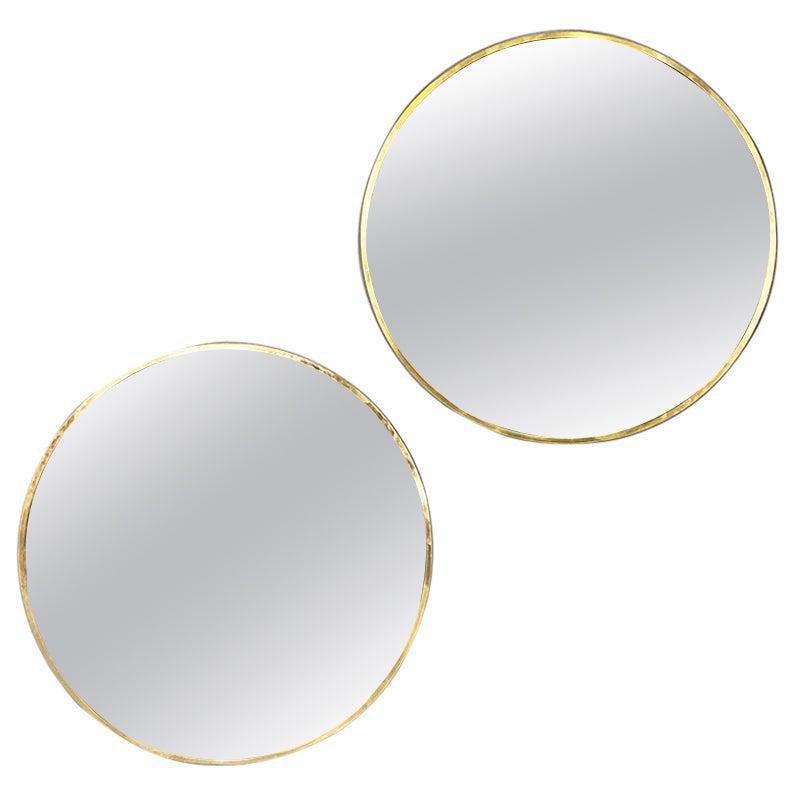 Mid-Century Modern Italian Round Brass Mirrors, 1950s, Set of 2 for ...