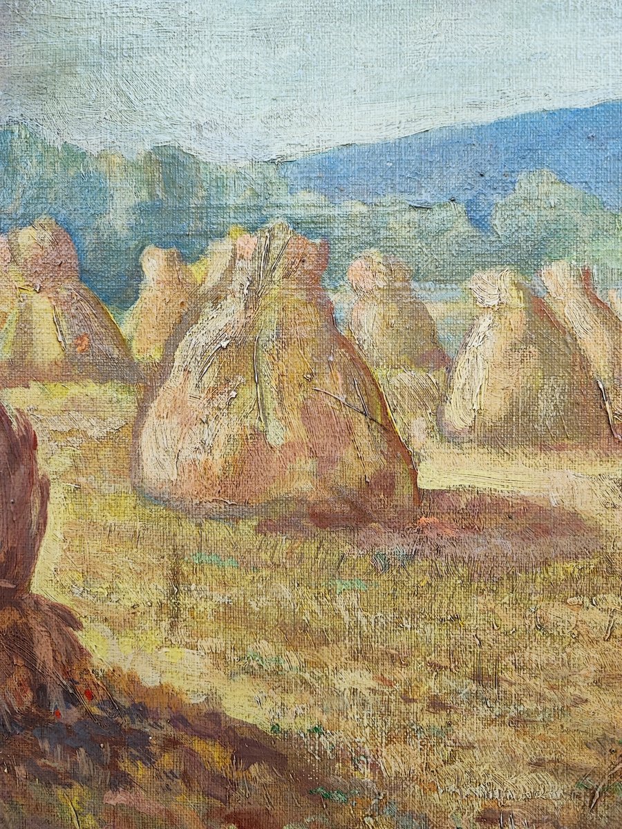 Jules Gaillepand, Les blés de Puplinge, Genève, Oil on Canvas for sale ...