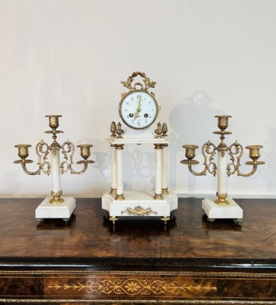Victorian Clock Garniture with Candelabras, 1860s, Set of 3 for sale at ...