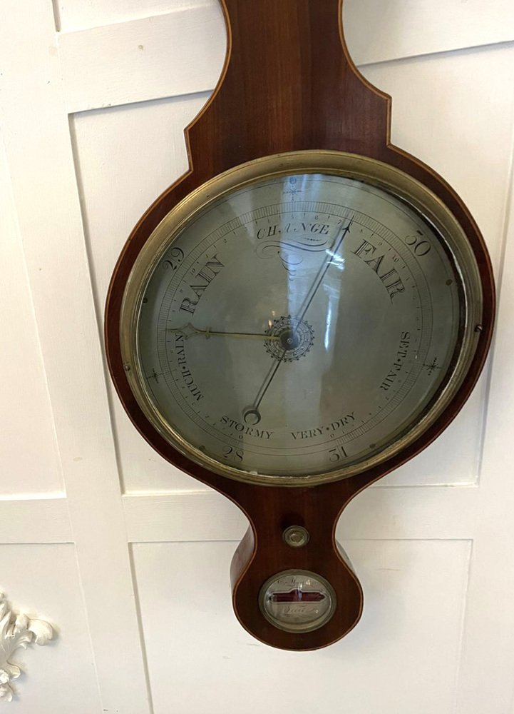 George III Banjo Barometer aus Mahagoni & Buchsbaum mit Intarsien ...