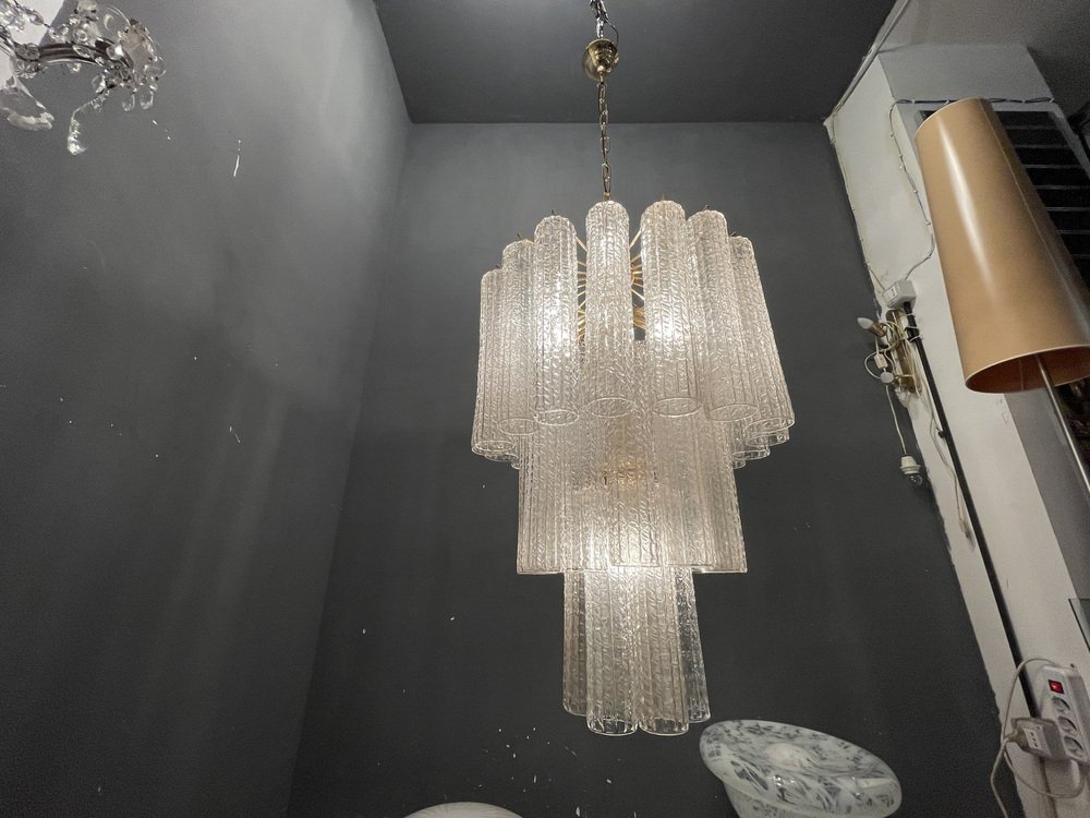 Lustre Tube en Verre, 1960s en vente sur Pamono