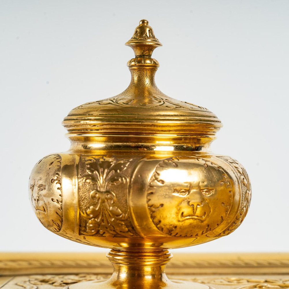 19th Century Double Inkwell in Gilded Bronze for sale at Pamono