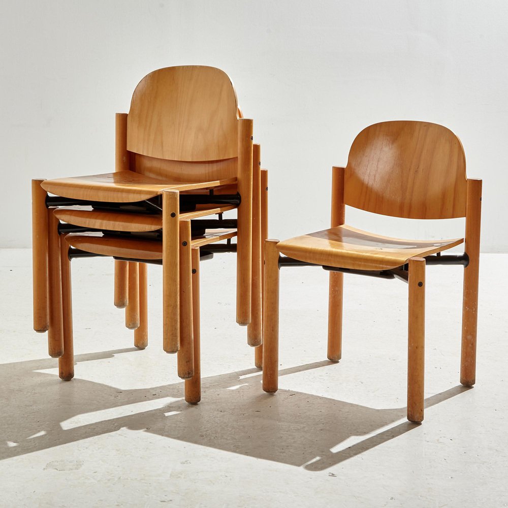 Stackable Beech Chair from Lübke, 1970s for sale at Pamono