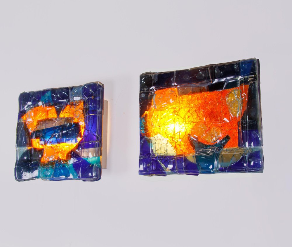 Brutalist Dutch Art Glass Wall Sconces attributed to Studio Tetterode ...