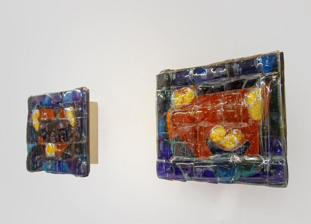 Brutalist Dutch Art Glass Wall Sconces attributed to Studio Tetterode ...