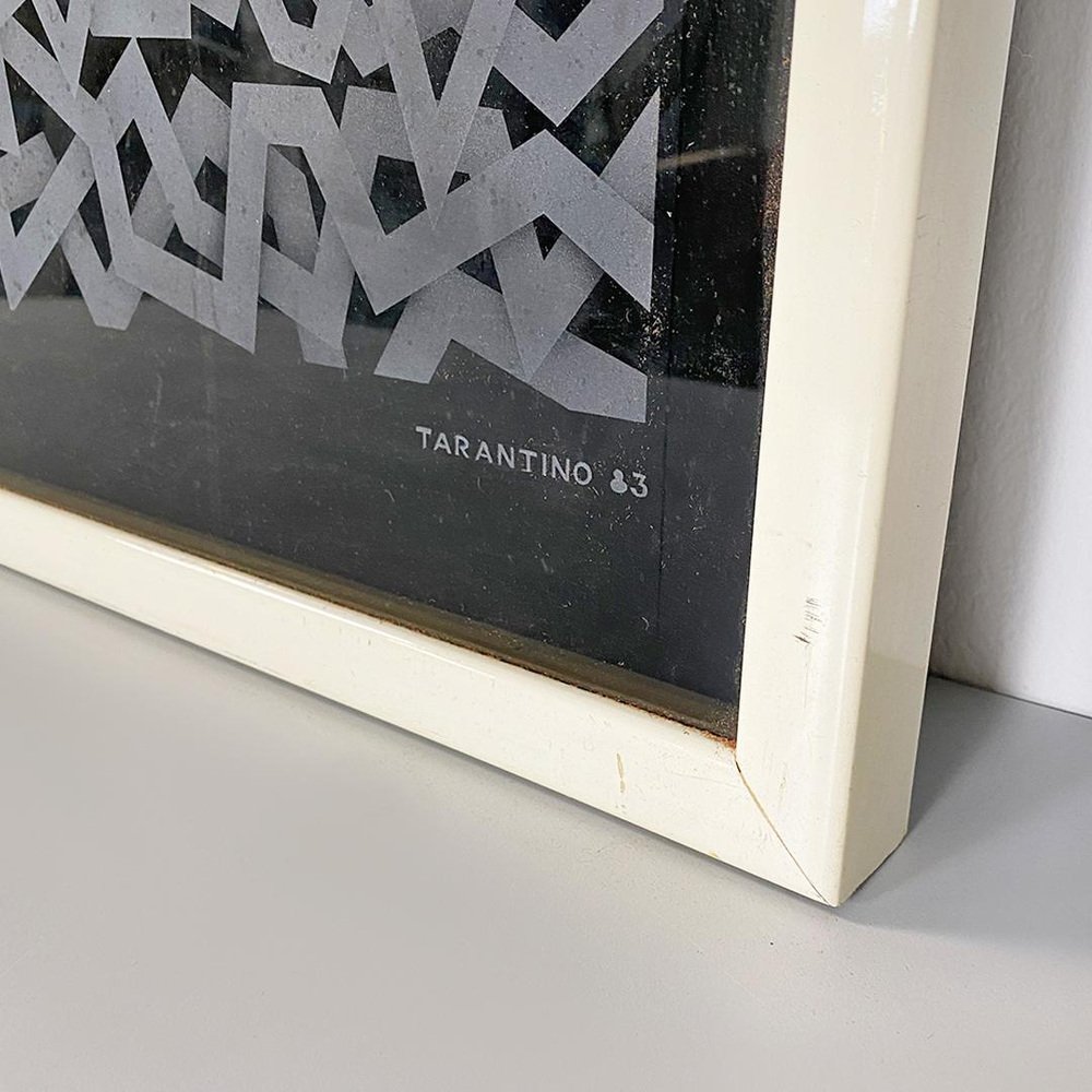 Italian Modern Black and White Artwork on Glass attributed to Tarantino ...