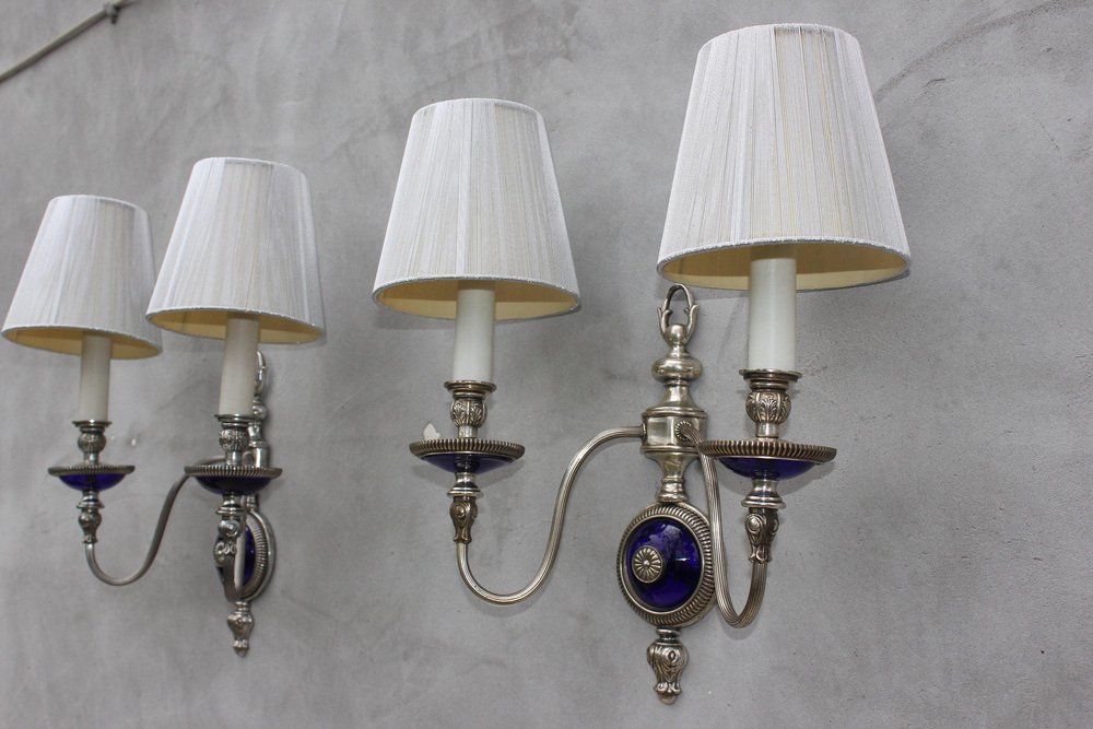 French Art Nouveau Wall Sconces in Cobalt Blue Glass, 1940s, Set of 2 ...