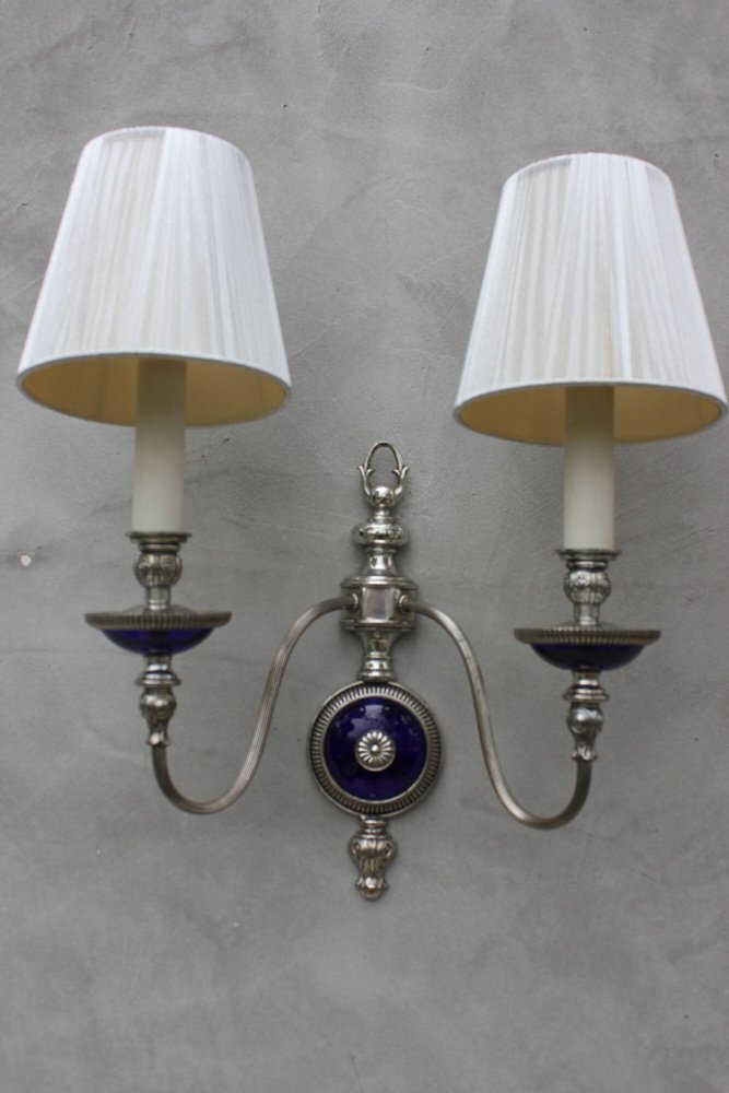 French Art Nouveau Wall Sconces in Cobalt Blue Glass, 1940s, Set of 2 ...