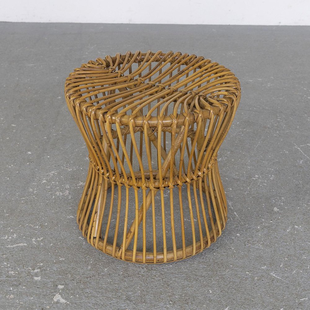 Vintage Wicker Pouf, 1950s for sale at Pamono