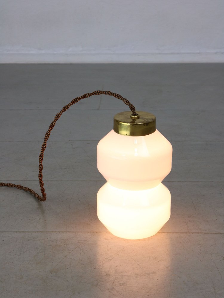 Brass and Opaline Table Lamp for sale at Pamono