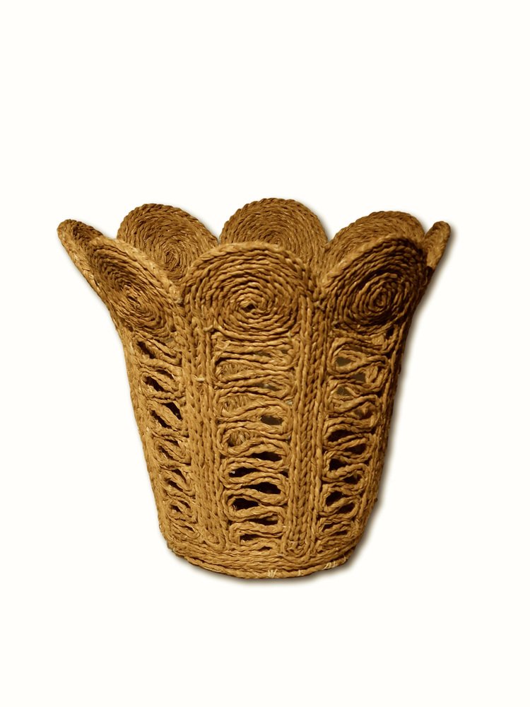 Organic Shaped Cord Basket, 1960s for sale at Pamono