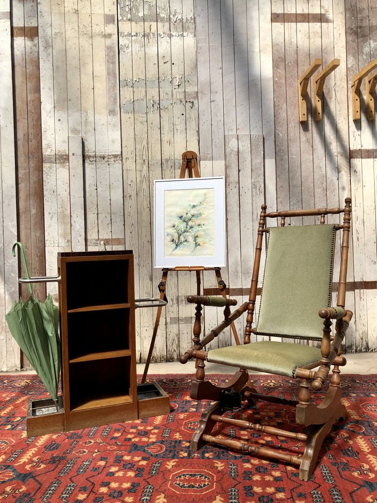 Vintage American Style Rocking Chair in Green Velvet, 1990s for sale at ...