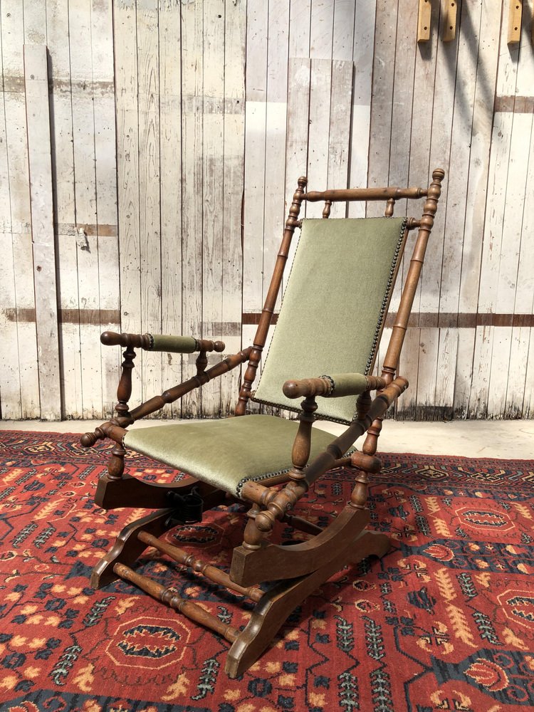 Vintage American Style Rocking Chair in Green Velvet, 1990s for sale at ...