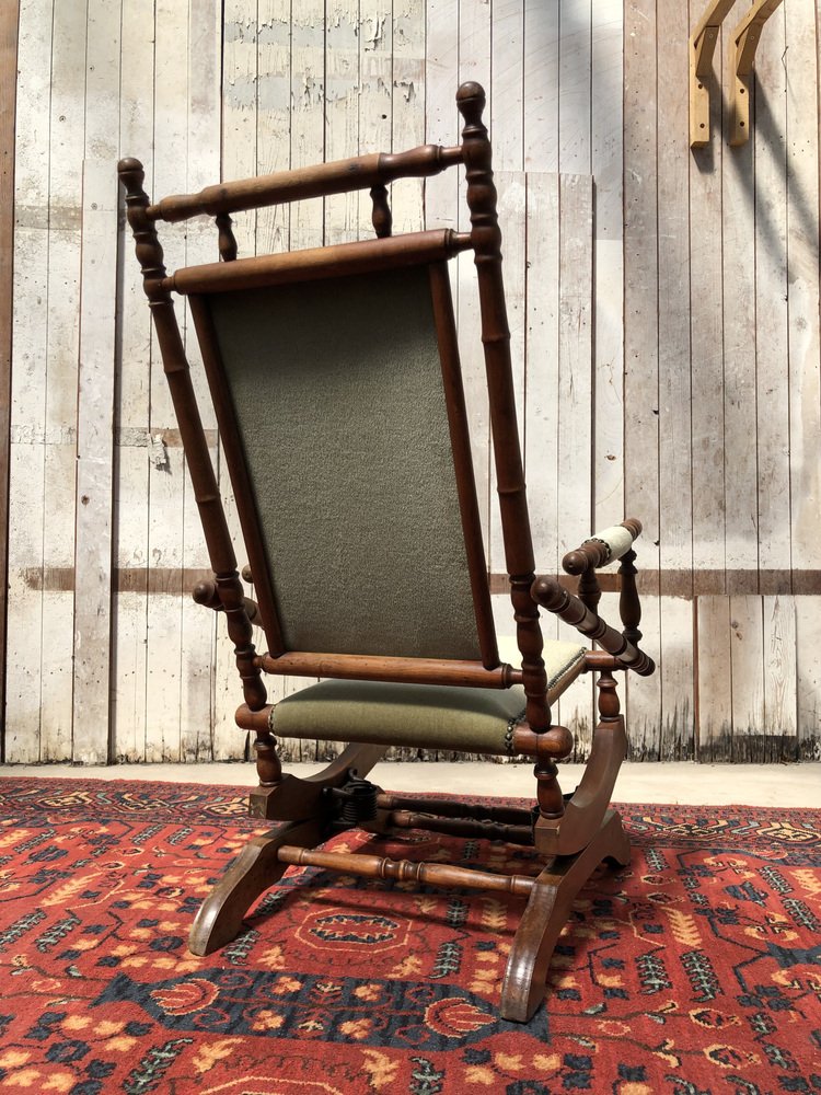 Vintage American Style Rocking Chair in Green Velvet, 1990s for sale at ...