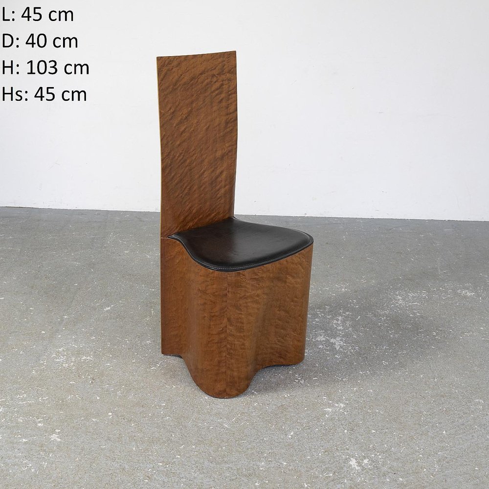 Birch-Root Chair with Leather Seat, 1970s for sale at Pamono