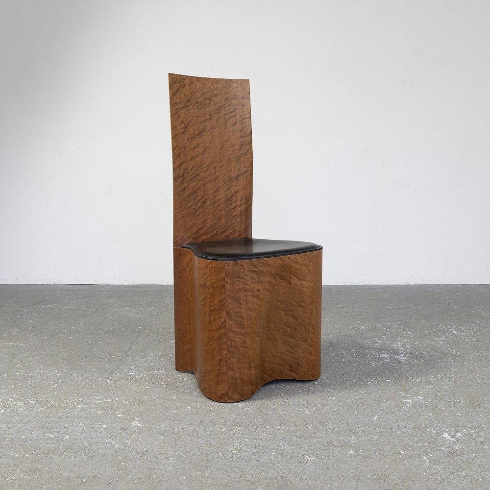 Birch-Root Chair with Leather Seat, 1970s for sale at Pamono