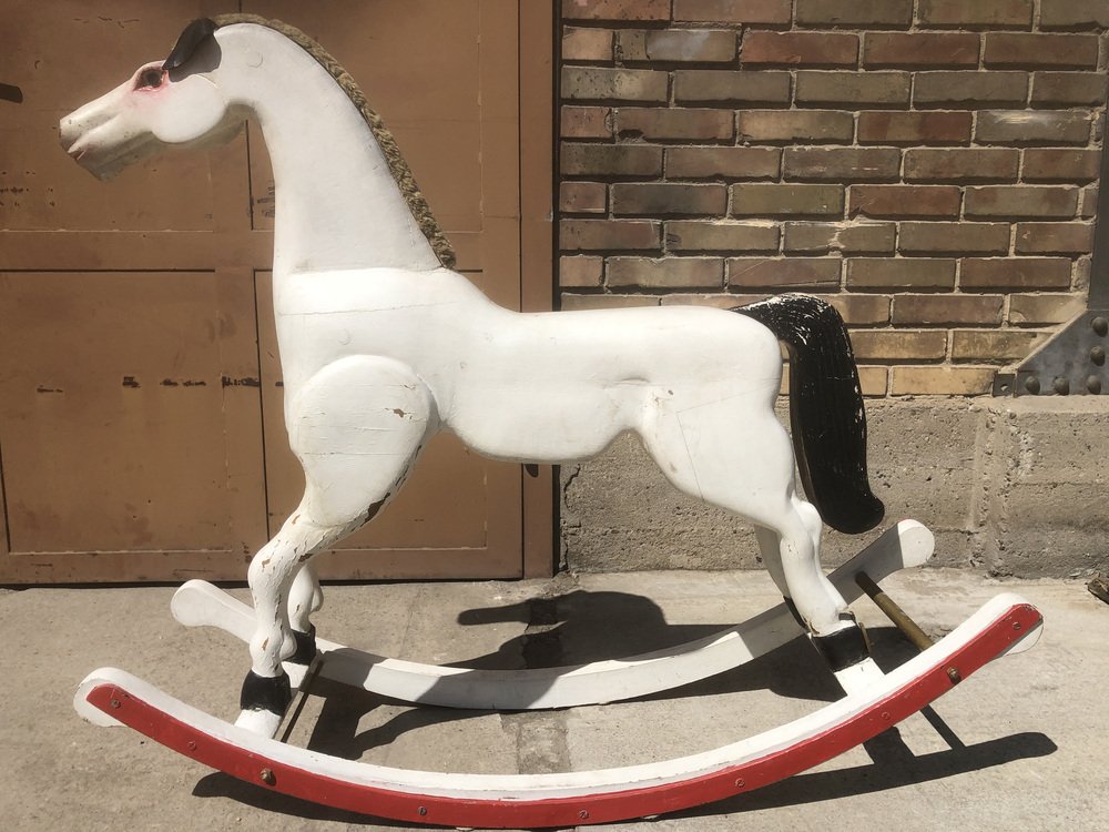 Large Wooden Rocking Horse, 1890s for sale at Pamono