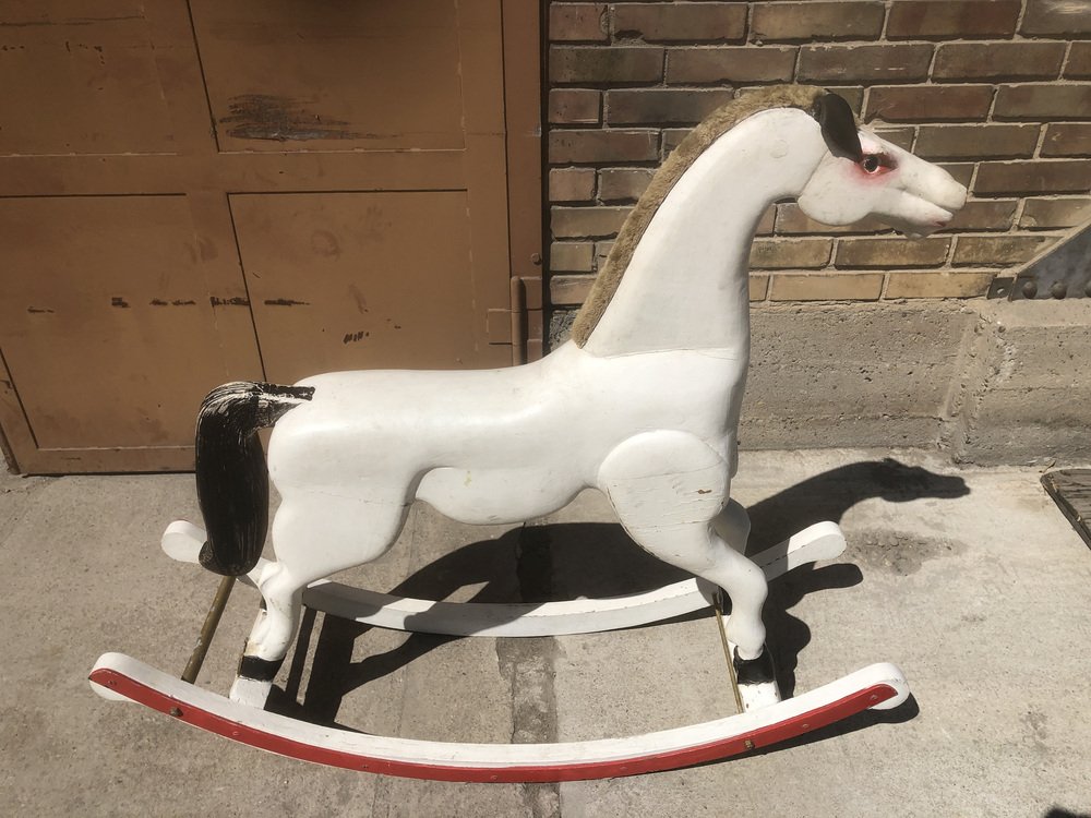 Large Wooden Rocking Horse, 1890s for sale at Pamono