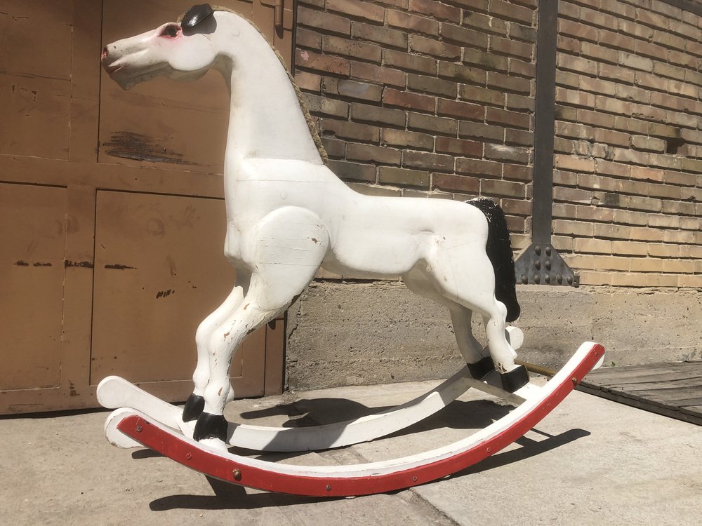 Large Wooden Rocking Horse, 1890s for sale at Pamono