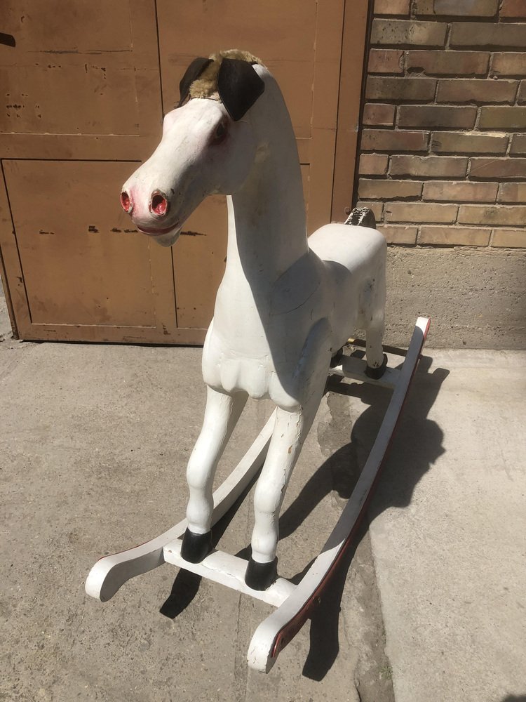 Large Wooden Rocking Horse, 1890s for sale at Pamono