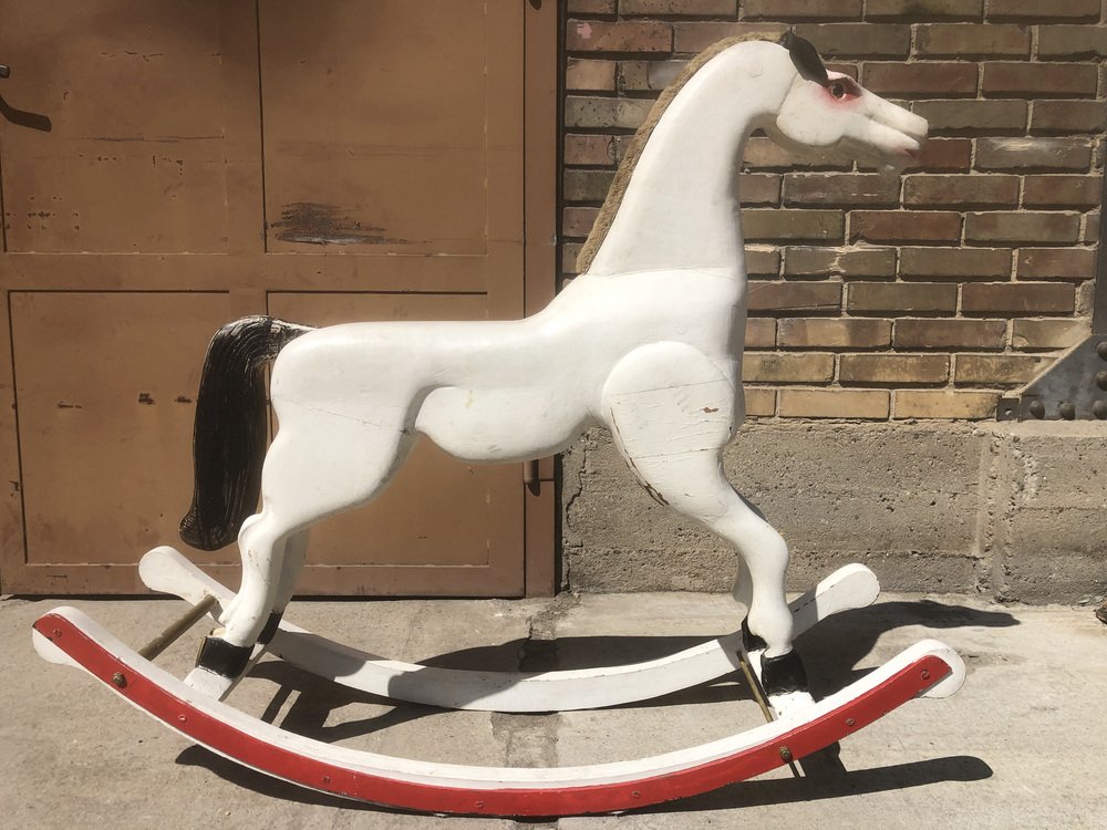 Large Wooden Rocking Horse, 1890s for sale at Pamono