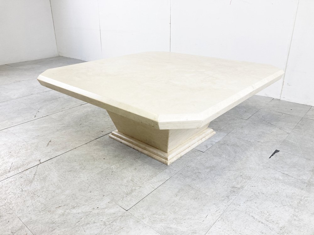 Vintage Travertine Hidden Bar Coffee Table, 1970s for sale at Pamono