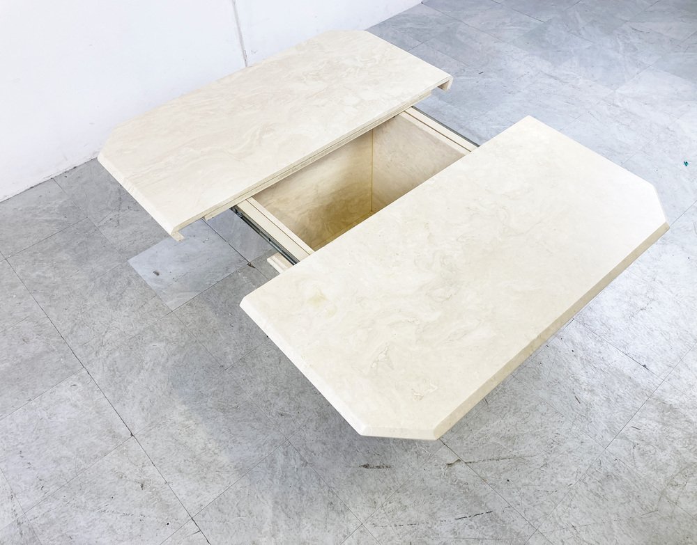 Vintage Travertine Hidden Bar Coffee Table, 1970s for sale at Pamono