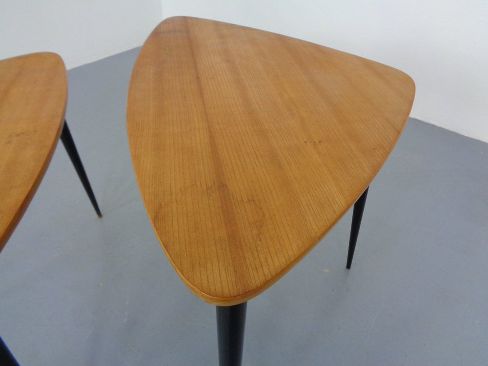 Mid-Century Triangular Birch Side Tables, 1960s, Set of 2 for sale at ...