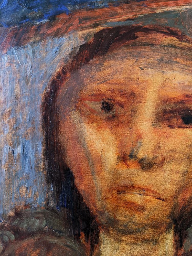 Portrait in Sepia, 1950s, Oil on Board for sale at Pamono