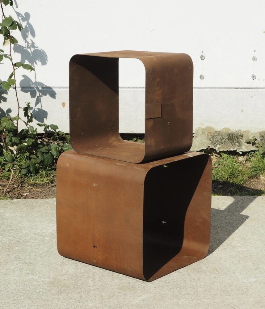 Industrial Side Table in Corten Steel, Brussels, 1974) for sale at Pamono