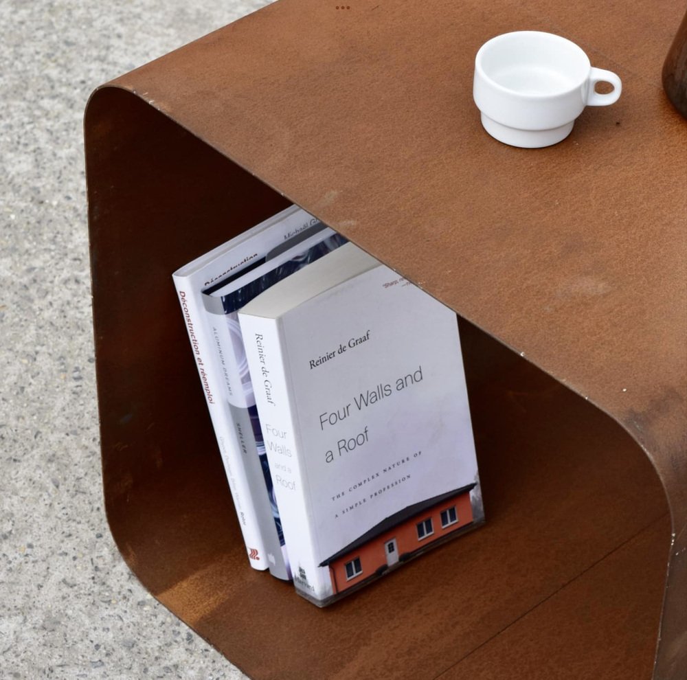 Industrial Side Table in Corten Steel, Brussels, 1974) for sale at Pamono