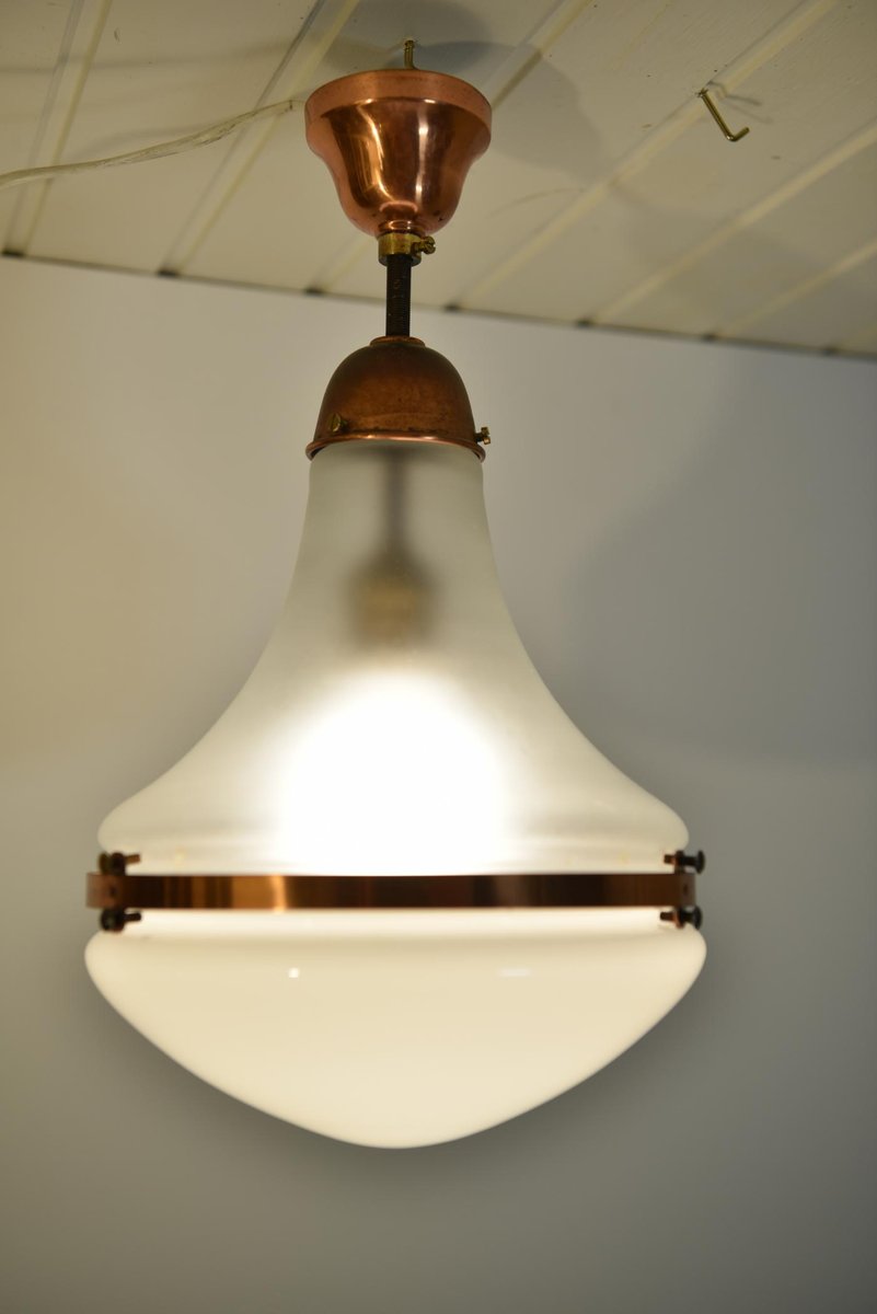 German Luzette Copper Pendant Lamp Short Rod by Peter Behrens for Behr ...