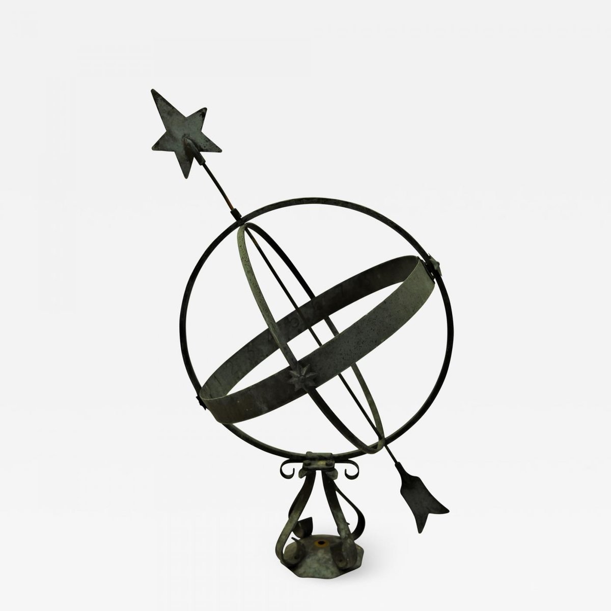 Large Swedish Wrought Iron and Copper Garden Sundial, 1950s for sale at ...