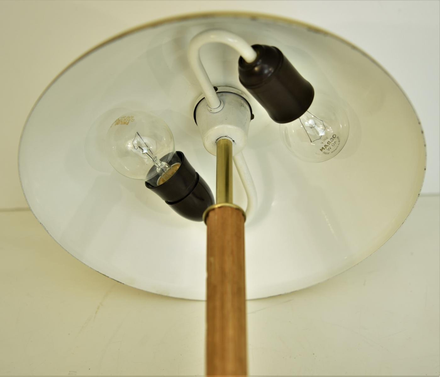 Swedish Art Deco Brass and Oak Table Lamp by Falkenbergs Belysning Ab ...