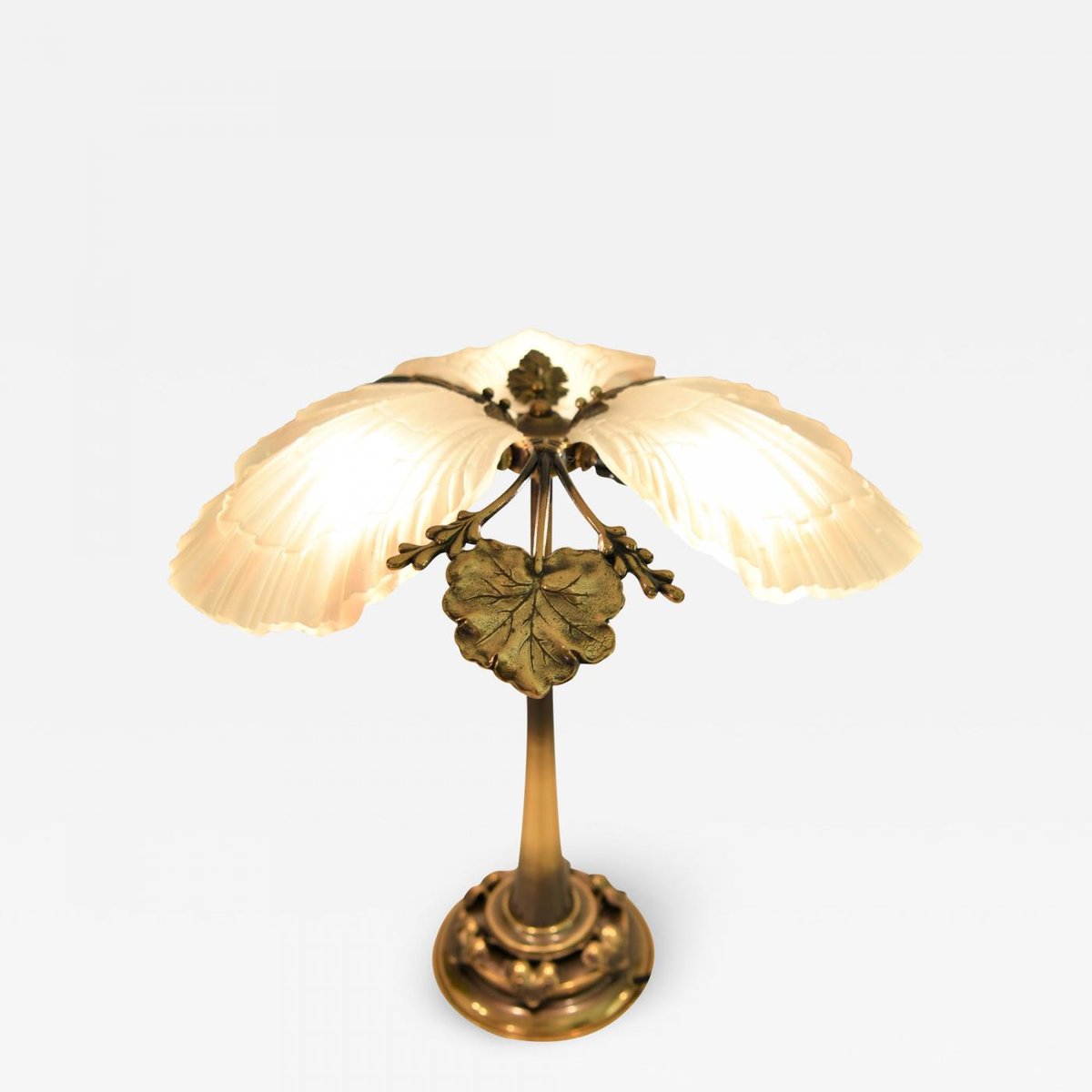 Jugendstil Tischlampe aus Bronze & Milchglas, 1950er bei Pamono kaufen