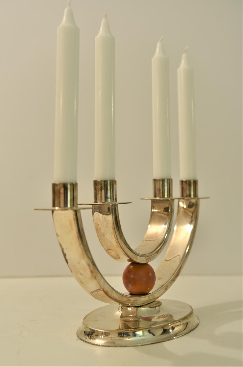 Art Deco Silver-Plating & Bakelite Candelabras by F.W. Quist, Germany ...