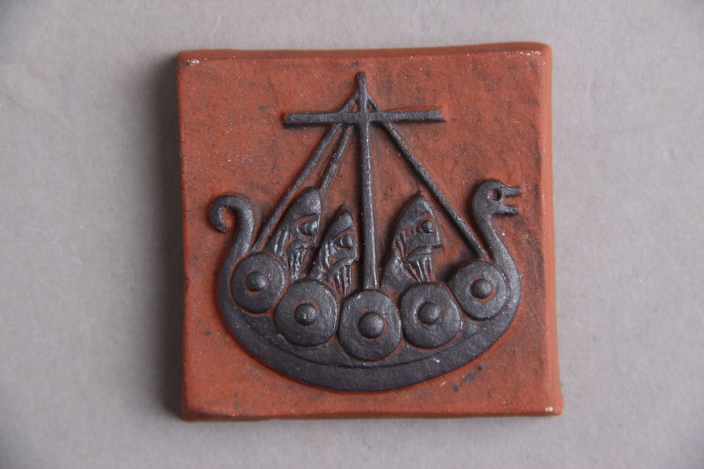 Danish Ceramics Tiles with Viking Motifs from Thyssen, 1960s, Set of 4 ...