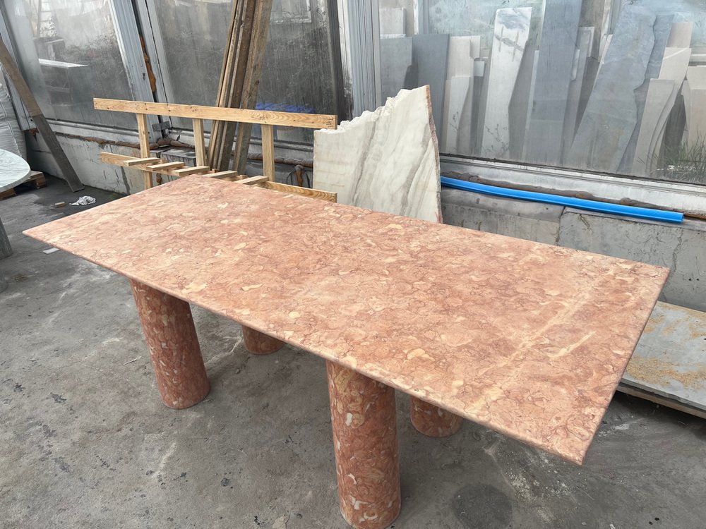 Large Rectangle Dining Table in Coral Portuguese Travertine by My Habitat Design for sale at Pamono