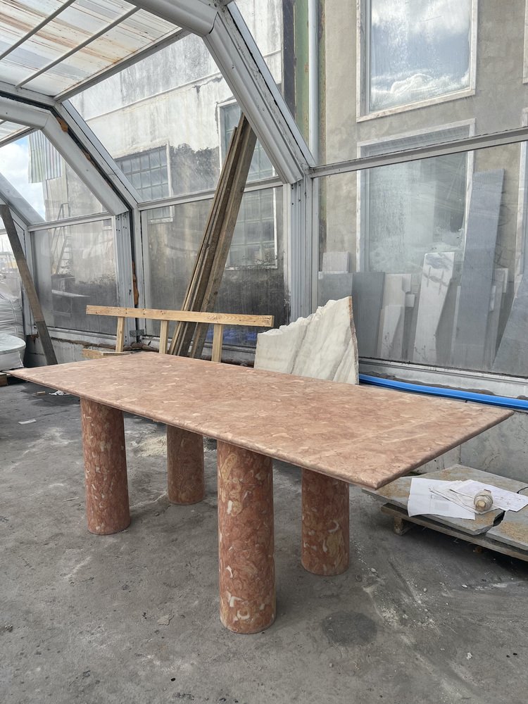 Large Rectangle Dining Table in Coral Portuguese Travertine by My Habitat Design for sale at Pamono