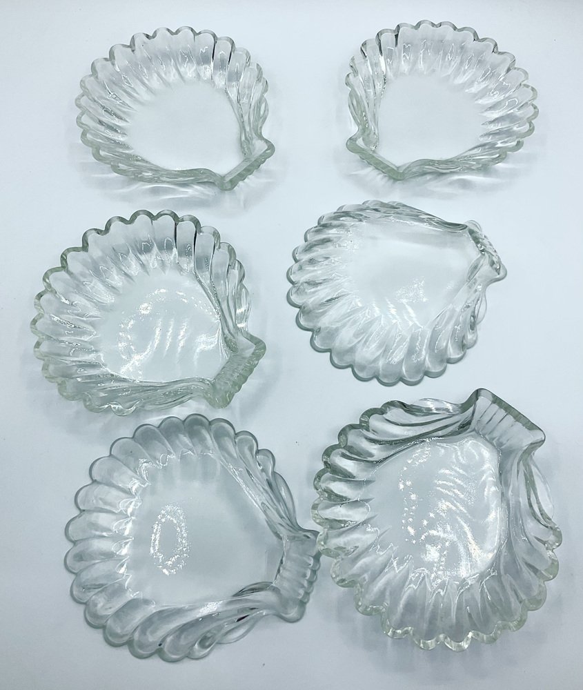 Glass Shell Shaped Dishes, Set of 6 for sale at Pamono