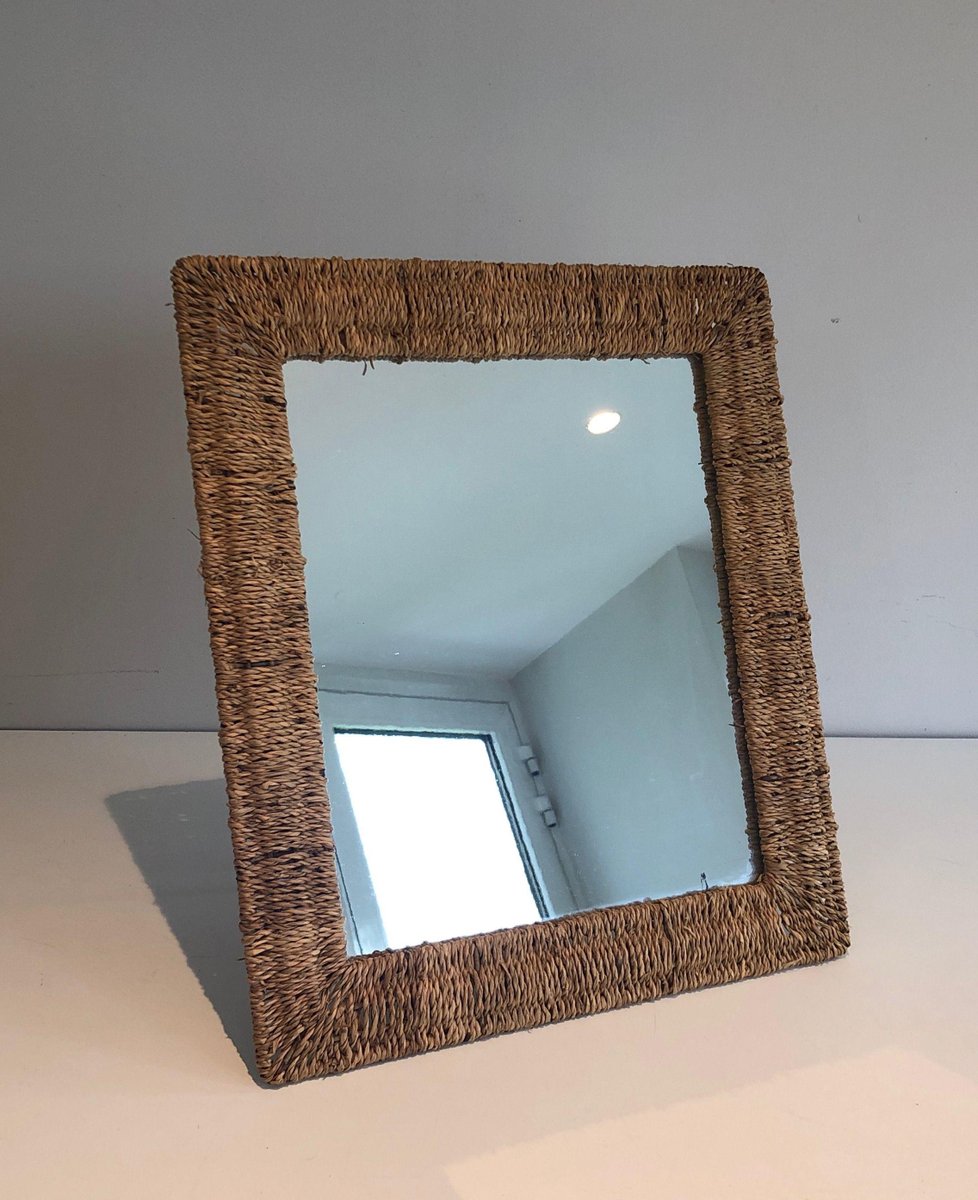 Wall Mirror in Cord, 1970s for sale at Pamono