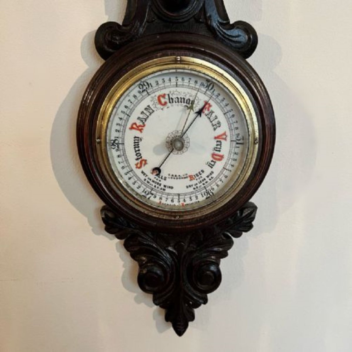 Edwardian Carved Oak Barometer, 1900s for sale at Pamono